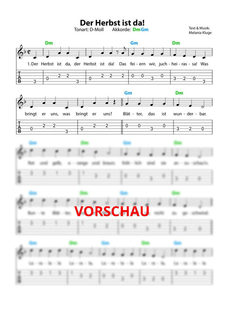 "Der Herbst ist da" - Noten und Spielanregungen Download – MusiKonzept