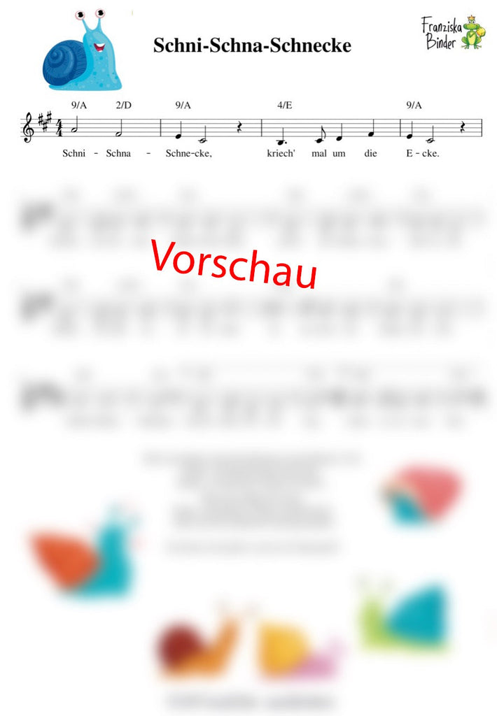 "Schni-Schna-Schnecke" - Noten Download – MusiKonzept