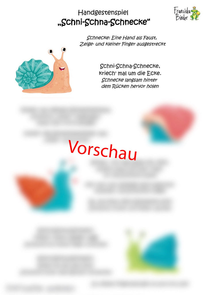 "Schni-Schna-Schnecke" - PDF Download – MusiKonzept