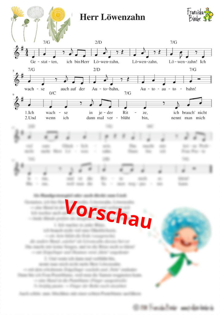 "Herr Löwenzahn" - Noten Download – MusiKonzept